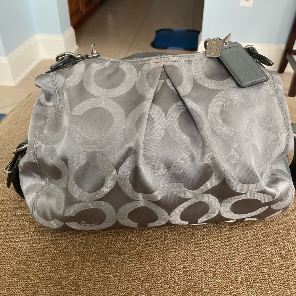 Coach Handbag, Silver / Gray With Metal Accents - Gem
